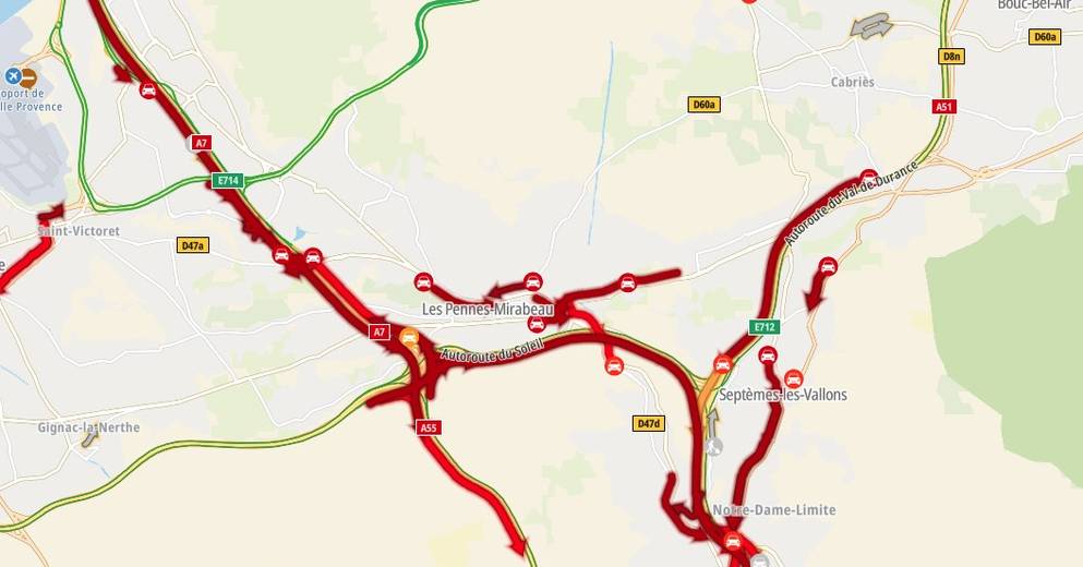 En direct | A7-A55 : c'est très chargé ce matin à l'entrée de Marseille ...