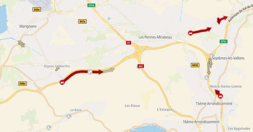 En direct | Gignac-la-Nerthe : un accident sur l'A55 perturbe le trafic en direction de ...