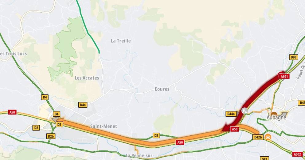 En direct | A50 : accident et bouchon en direction de Marseille | La Provence